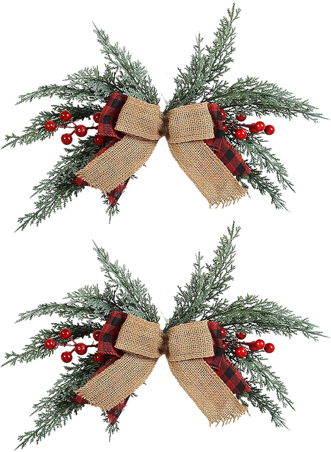 Amazon.com: Algado 2Pcs Artificial Christmas Swags,18.9inch Snow Flocked Pine Needles Swag with ...