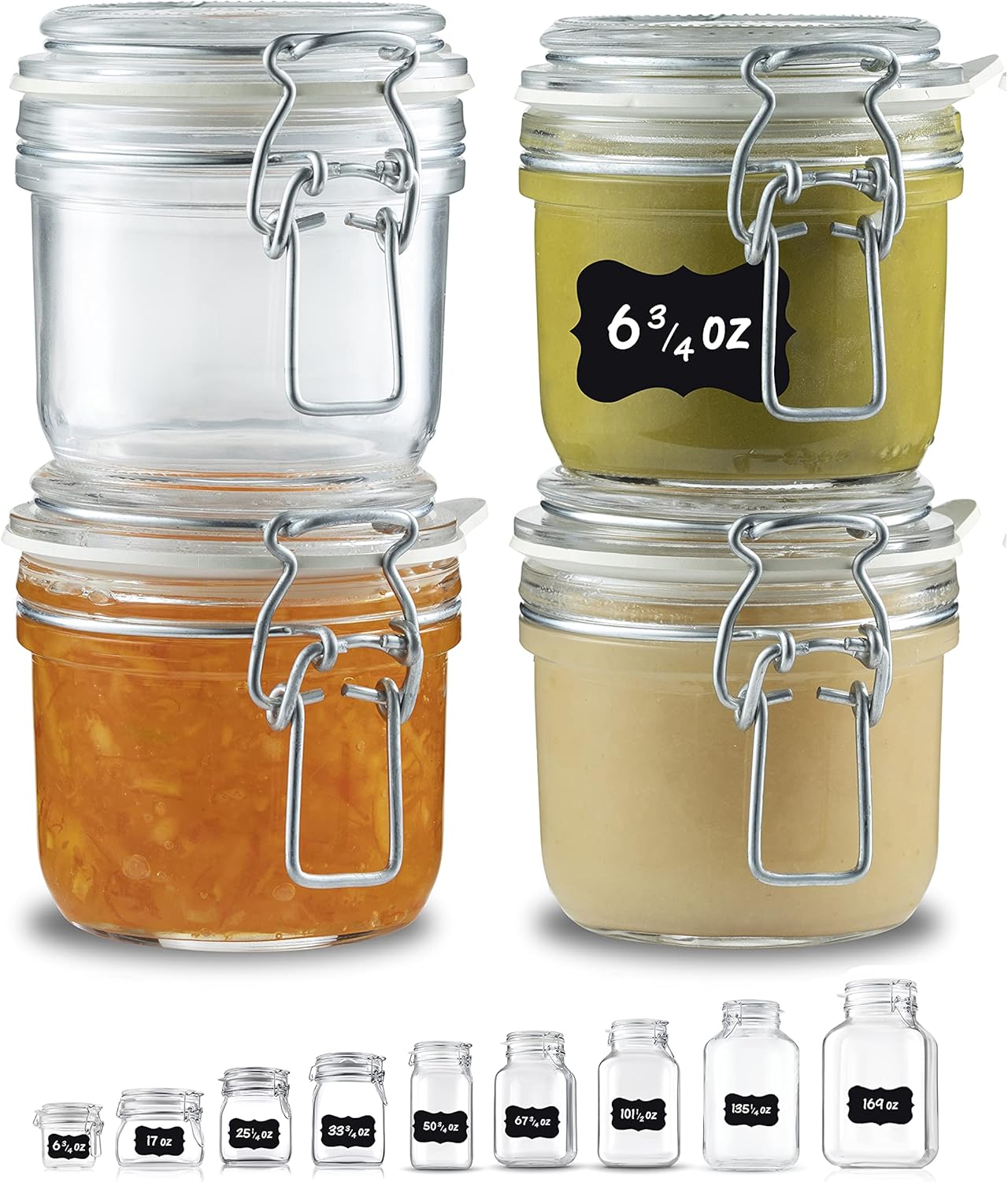 Amazon.com: Bormioli Rocco Glass Fido Jars - Hermetic Sealed Hinged ...