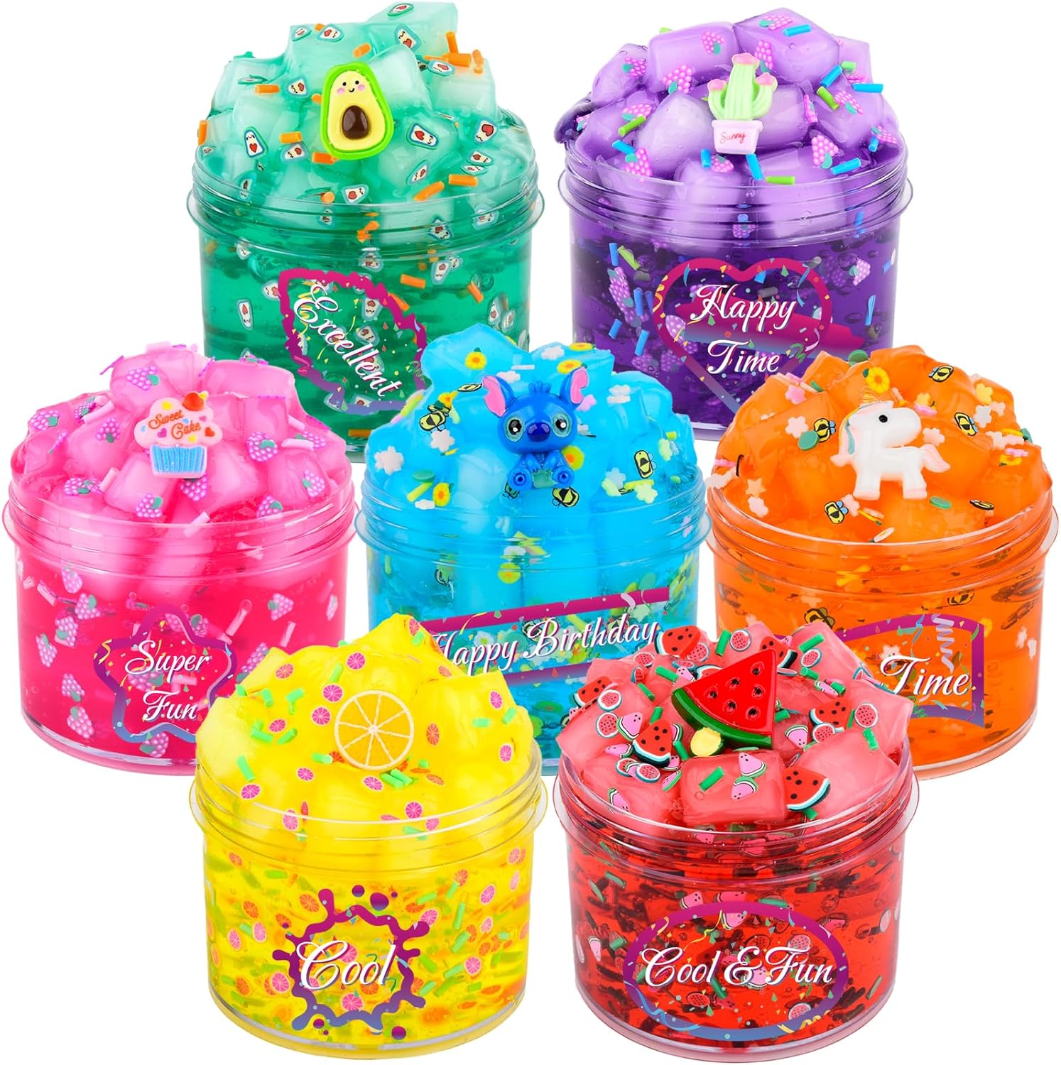 Paquete de 7 unidades de slime transparente con cubos de gelatina ...