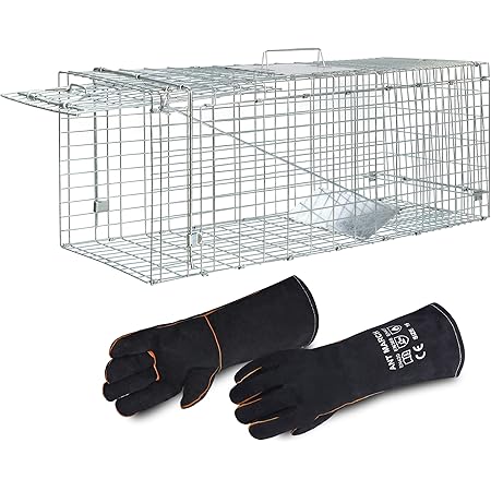 Amazon.com : HomGarden Live Animal Cage Trap 32'' Steel Humane Release ...