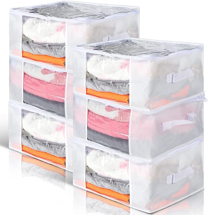 Amazon.com: Sadnyy 6 Pcs Clear Storage Bags Zippered Plastic Clothes ...