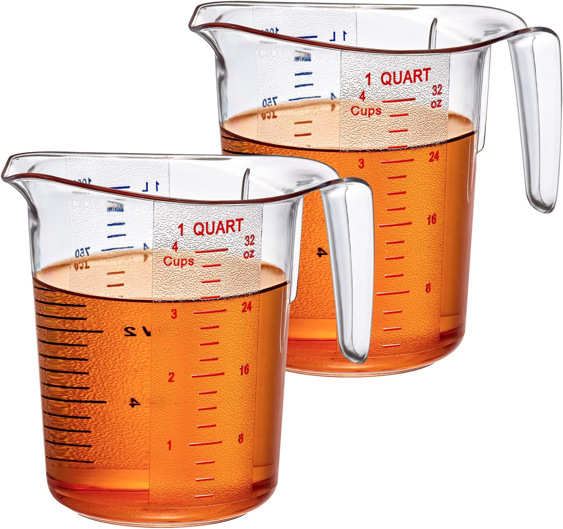 Amazon.com: Roshtia 2 Pcs Measuring Cup Clear 1 Quart Plastic Measuring ...