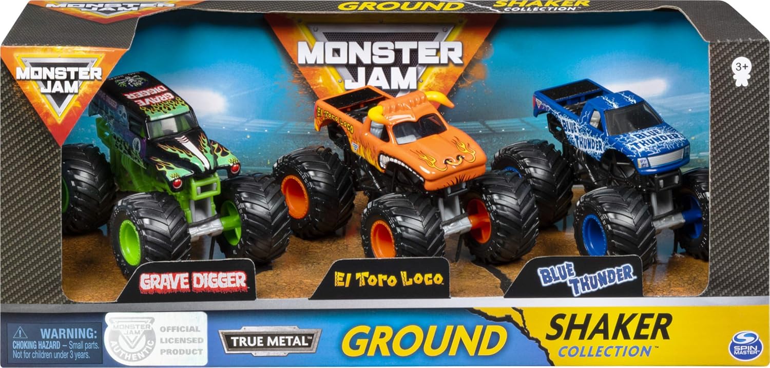 MONSTER JAM (pressofusa, Set di 3 macchinine Giocattolo Ground Shaker ...