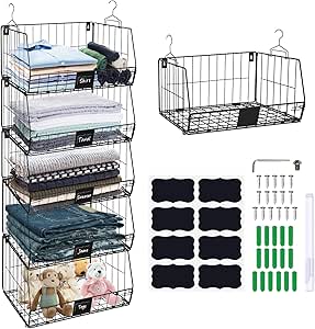 XL 5 Tier Hanging Closet Organizer with Name Plates & 4 Hooks ...