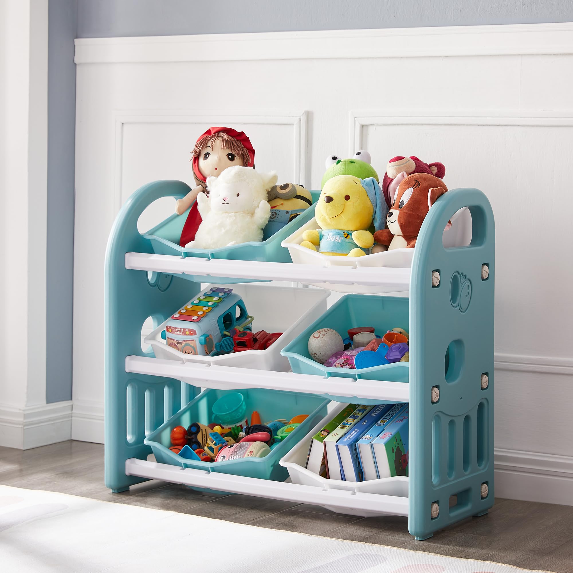 MOUDS Kids Toy Organizers and Storage with 6 Removable Plastic Bins ...