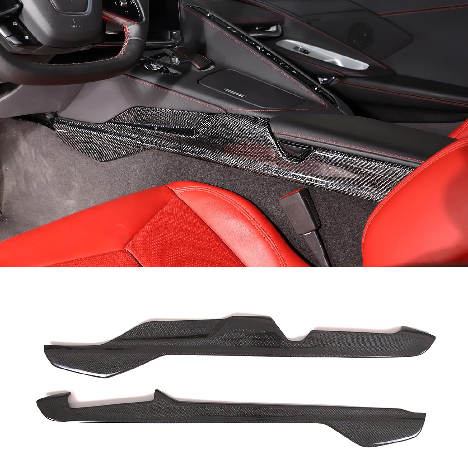 Amazon.com: Fgtagtal Real Carbon Fiber Armrest Box Side Panel Trim ...