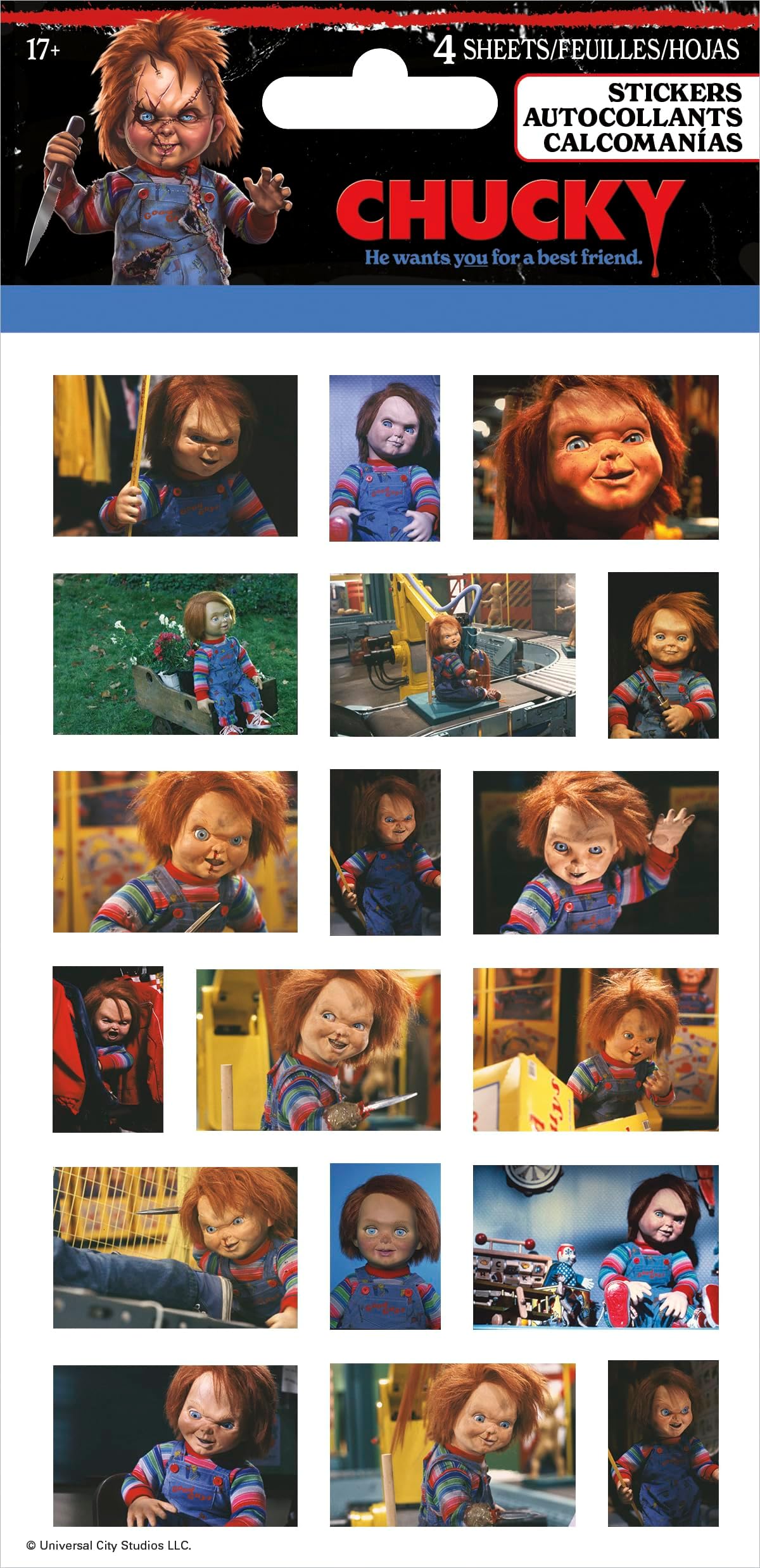Amazon.com: Childs Play - Chucky Standard Stickers - 4 Sheet : Health ...
