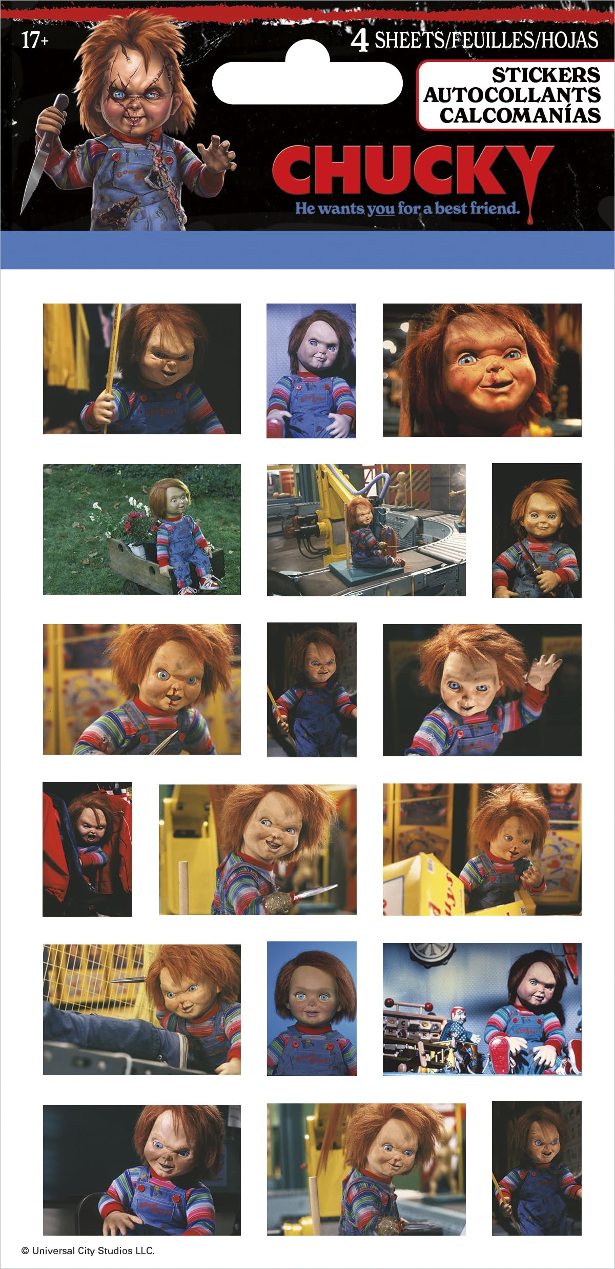 Amazon.com: Childs Play - Chucky Standard Stickers - 4 Sheet : Health ...