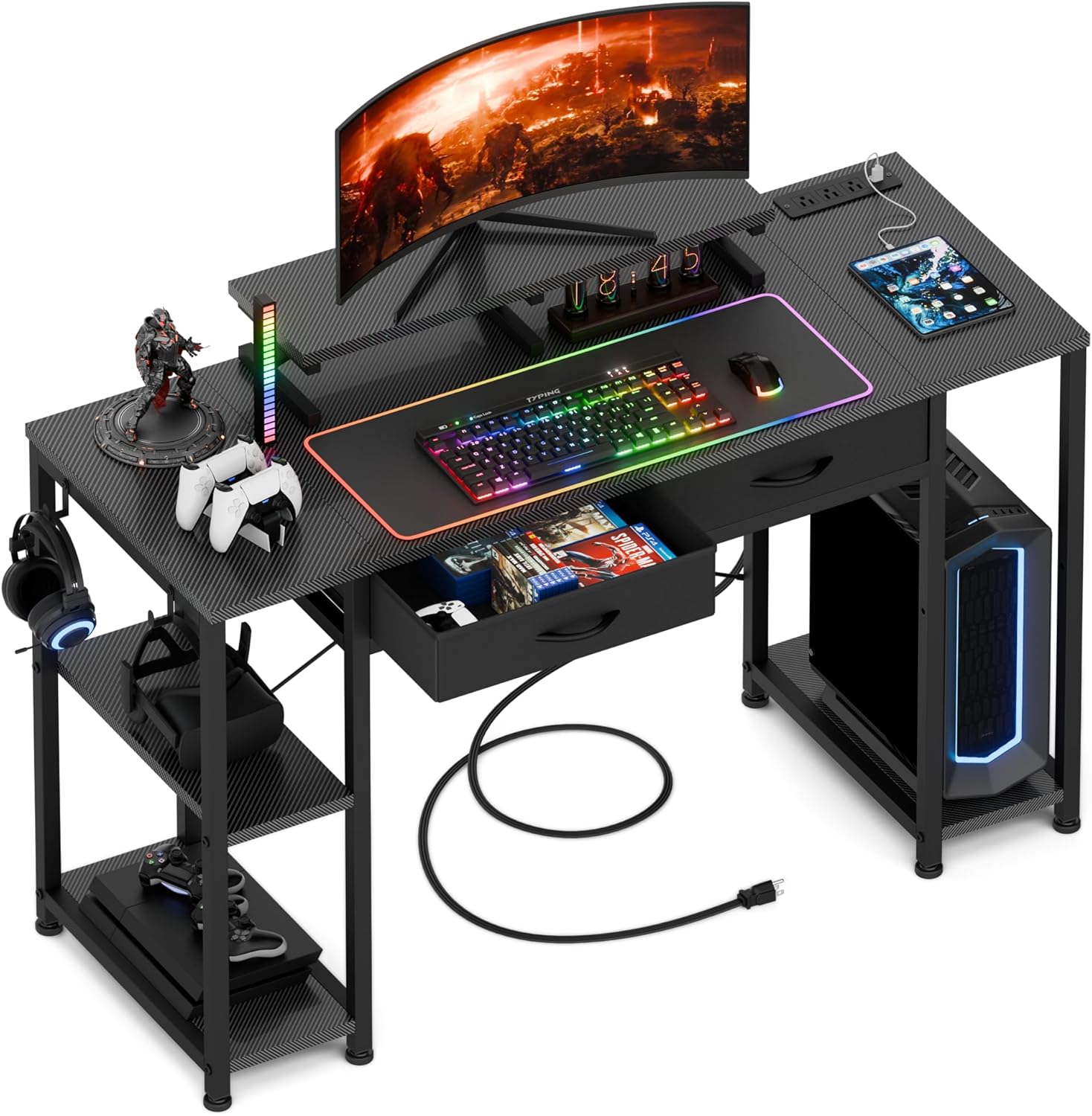 Amazon.com: GIKPAL 47 inch Computer Desk with Storage and Shelves ...