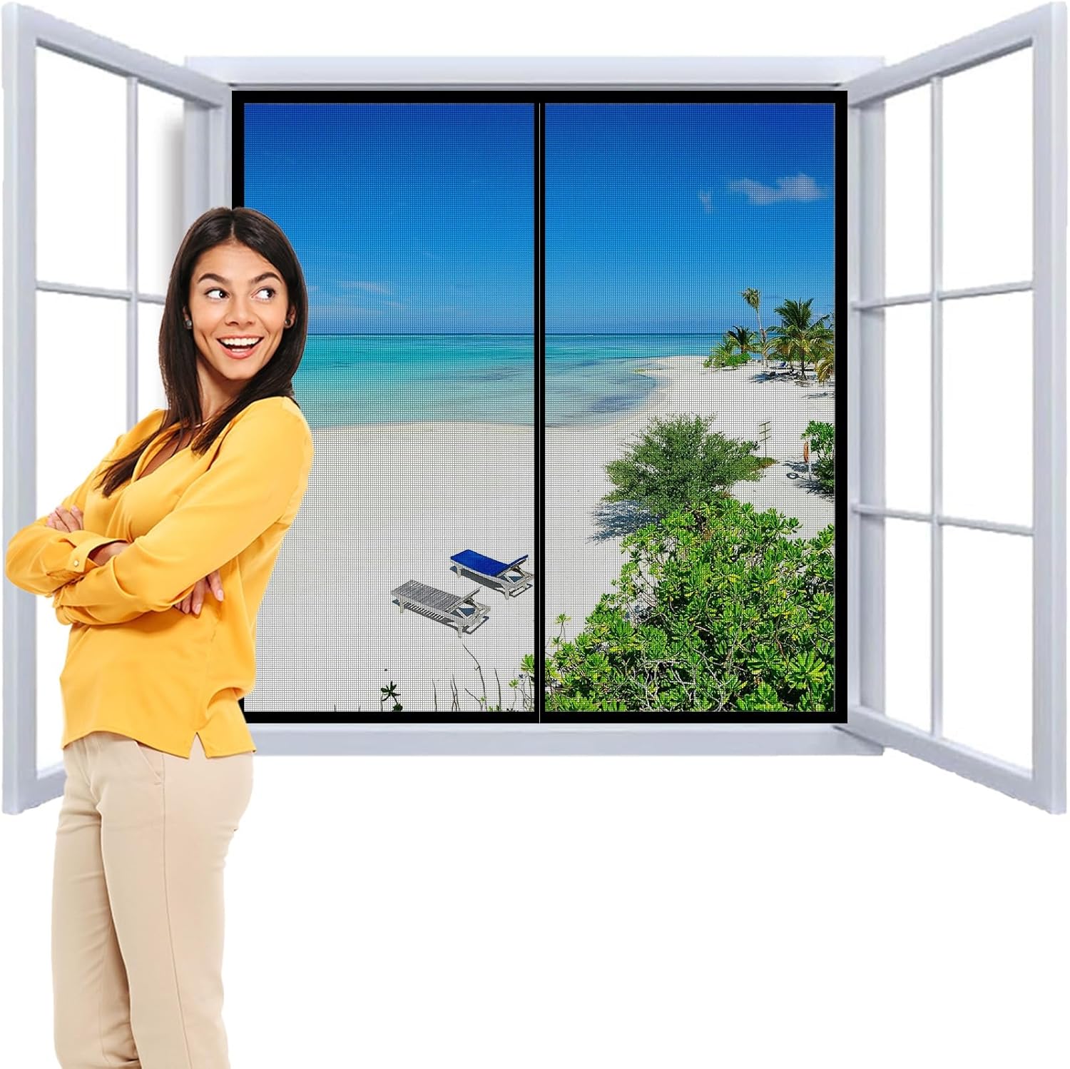 Fly Screens Window Mesh 95x70cm Heavy Duty Mesh Curtain Screen Window ...