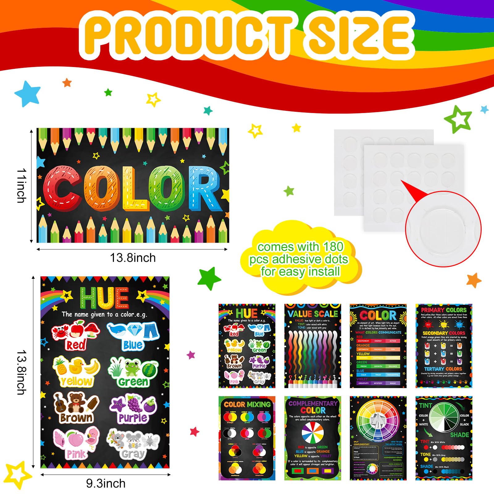 Snapklik.com : 9 Pcs Art Posters Classroom Decoration Color Theory ...