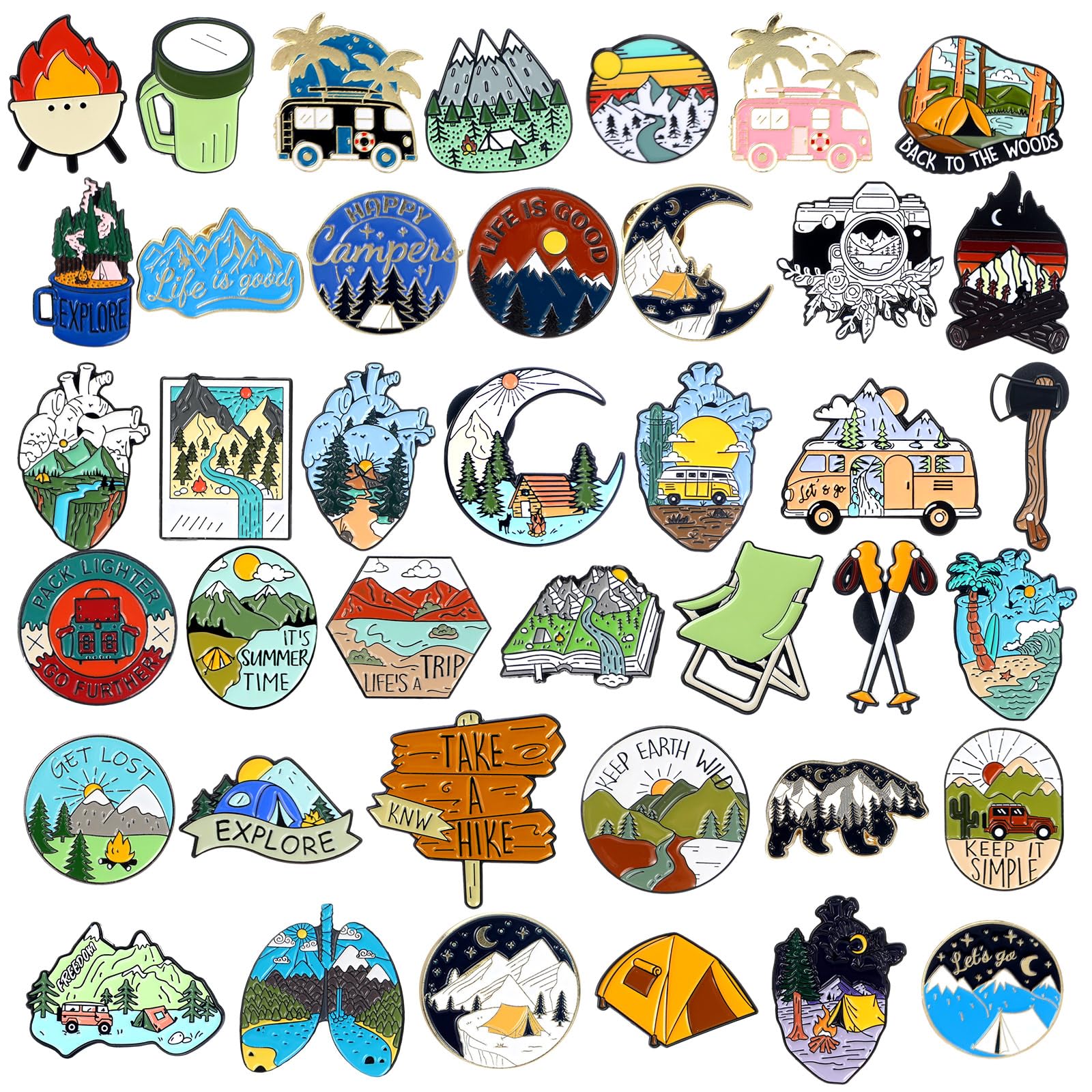 Amazon.com: 40 Pcs Outdoors Enamel Pins Set Funny Camping Pins Nature ...