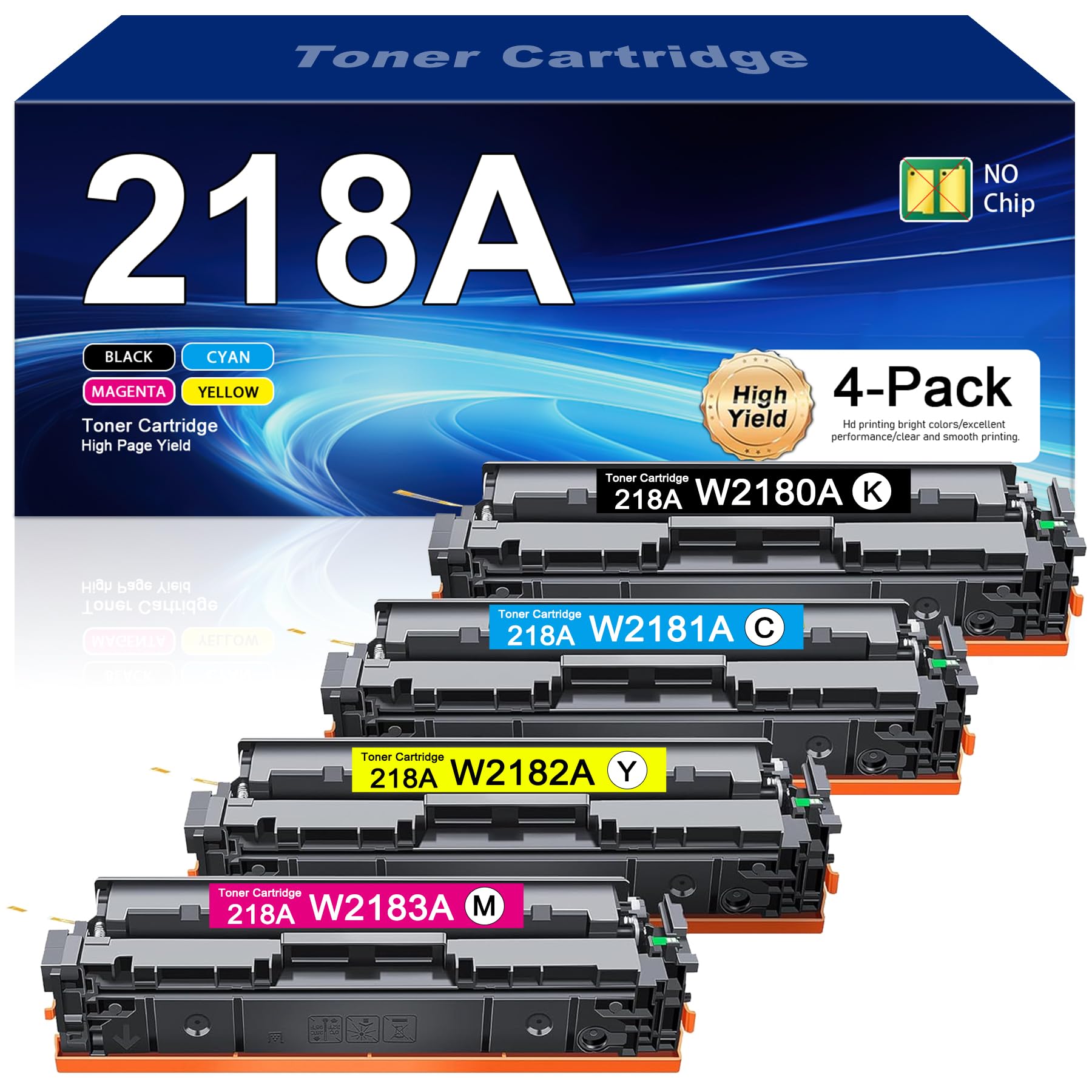 Amazon.com: 218A Toner Cartridge 4 Pack W2180A W2181A W2182A W2183A ...
