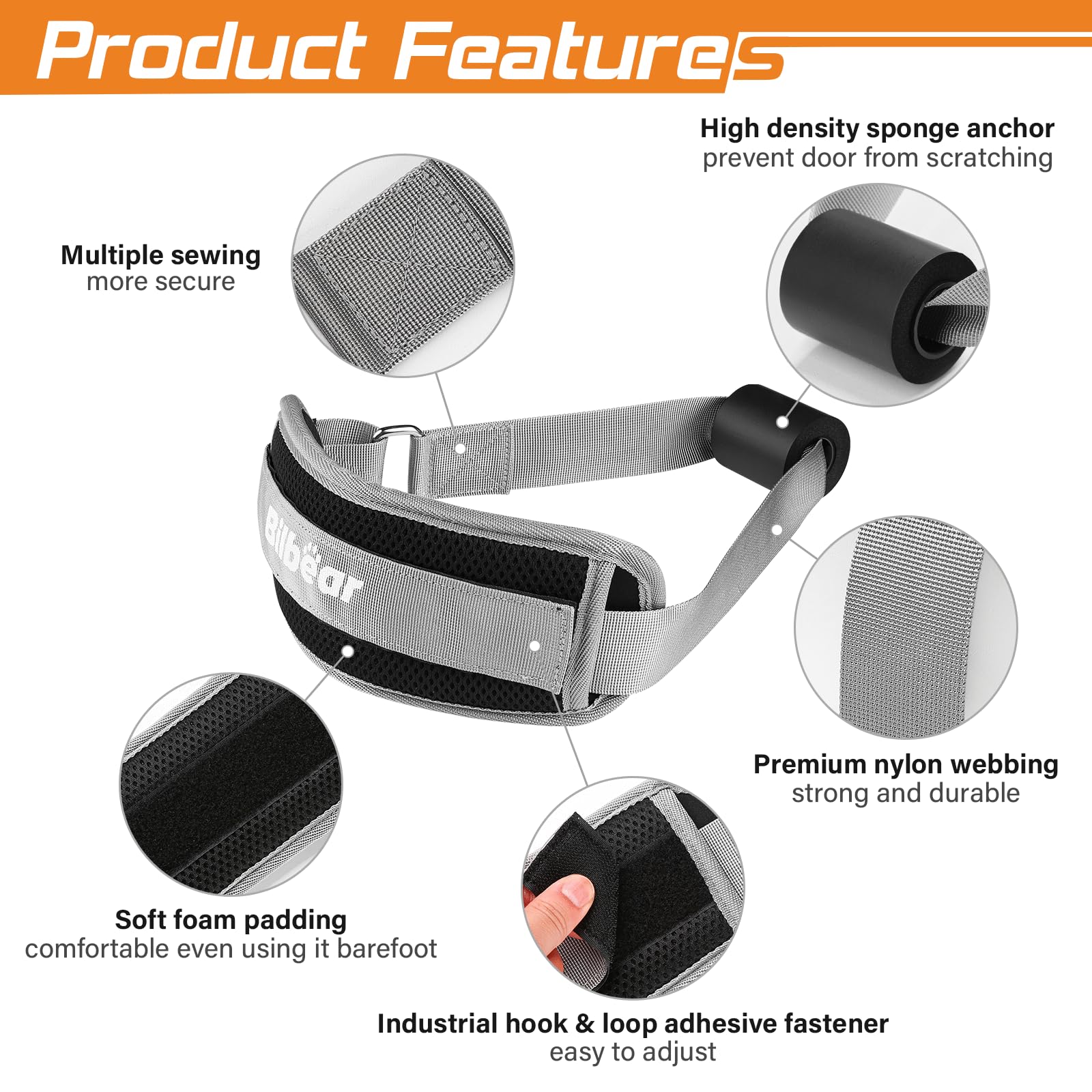 Snapklik Adjustable Nordic Hamstring Curl Strap Portable Nordic