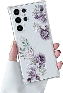 Amazon.com: DEFBSC Soft Case Compatible with Samsung Galaxy S25 Ultra, Clear Floral Flower ...