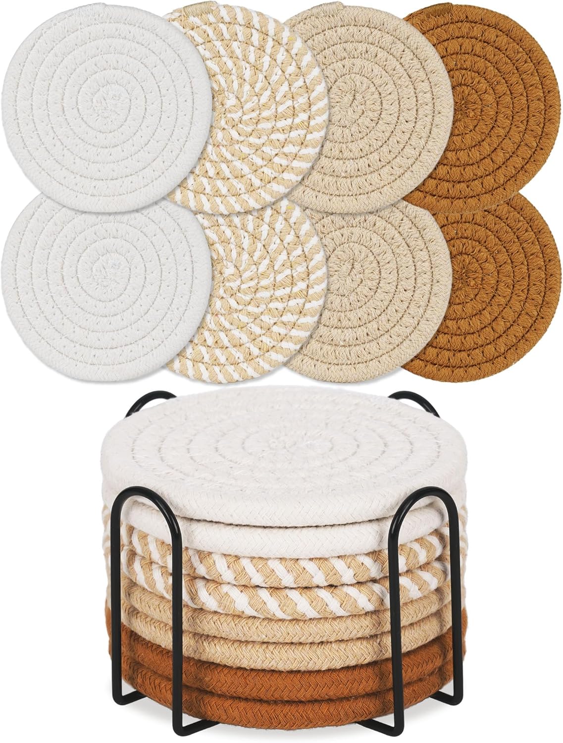 Amazon.com: 8 Pcs Drink Coasters with Holder, Boho Coasters for Drinks ...