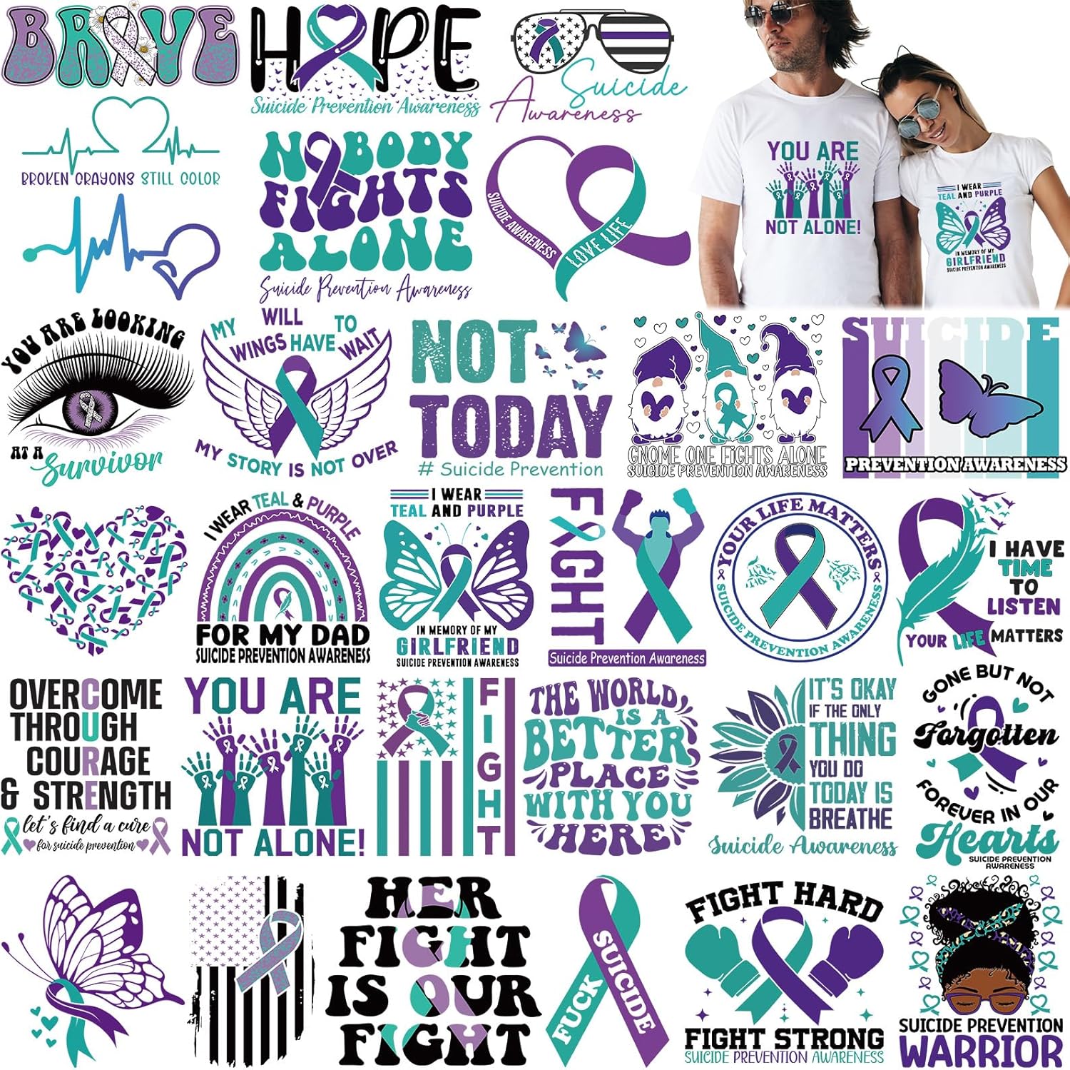 Amazon.com: Chiisong 30 Pcs Suicide Prevention Awareness Iron on ...