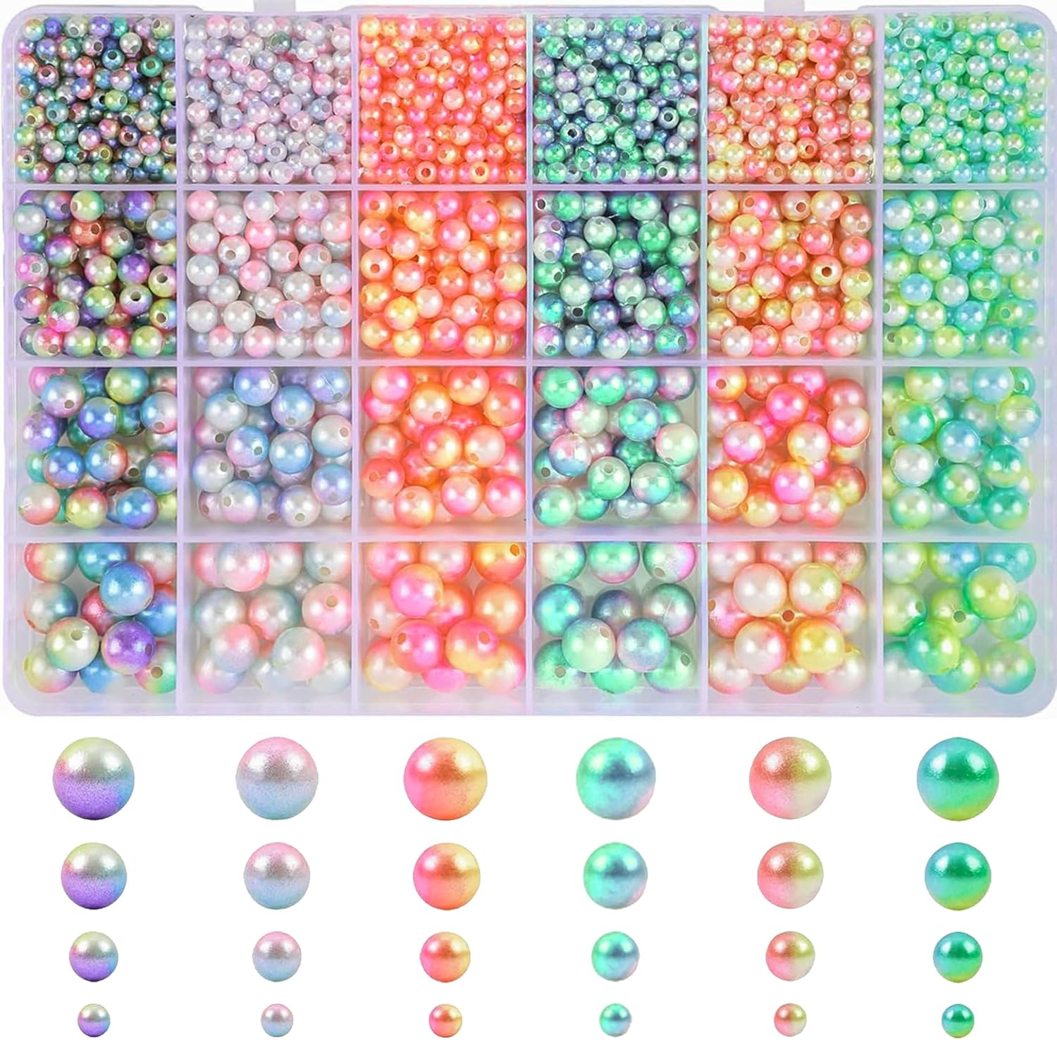 Amazon.com: Pearl Beads for DIY Craft Colorful 6mm Round Pearl Beads ...