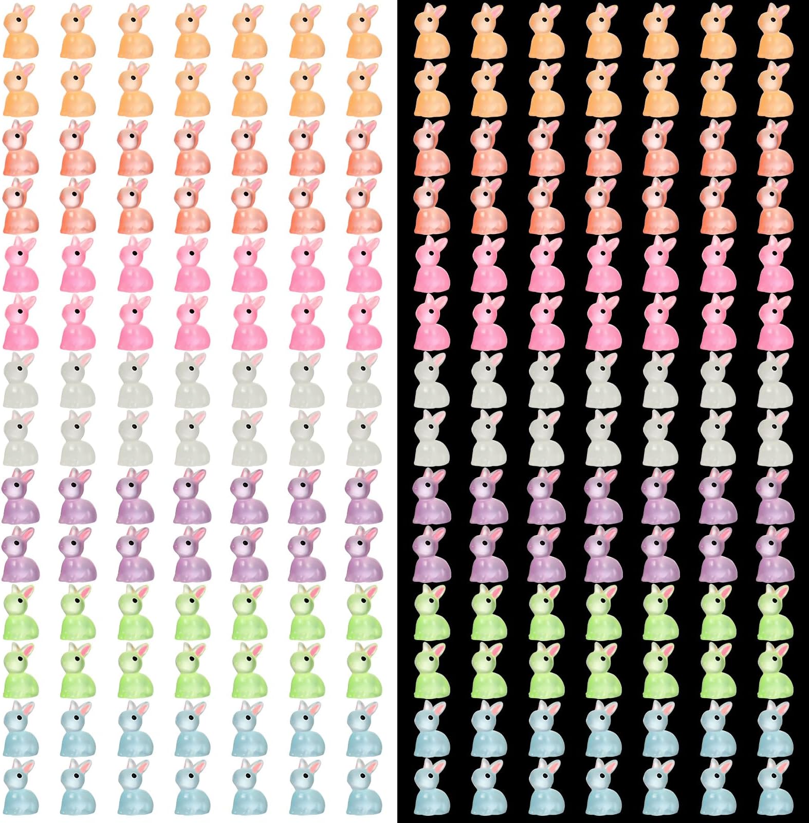 Amazon.com: Yuronam 50 PCS Luminous Mini Resin Bunny Tiny Plastic ...