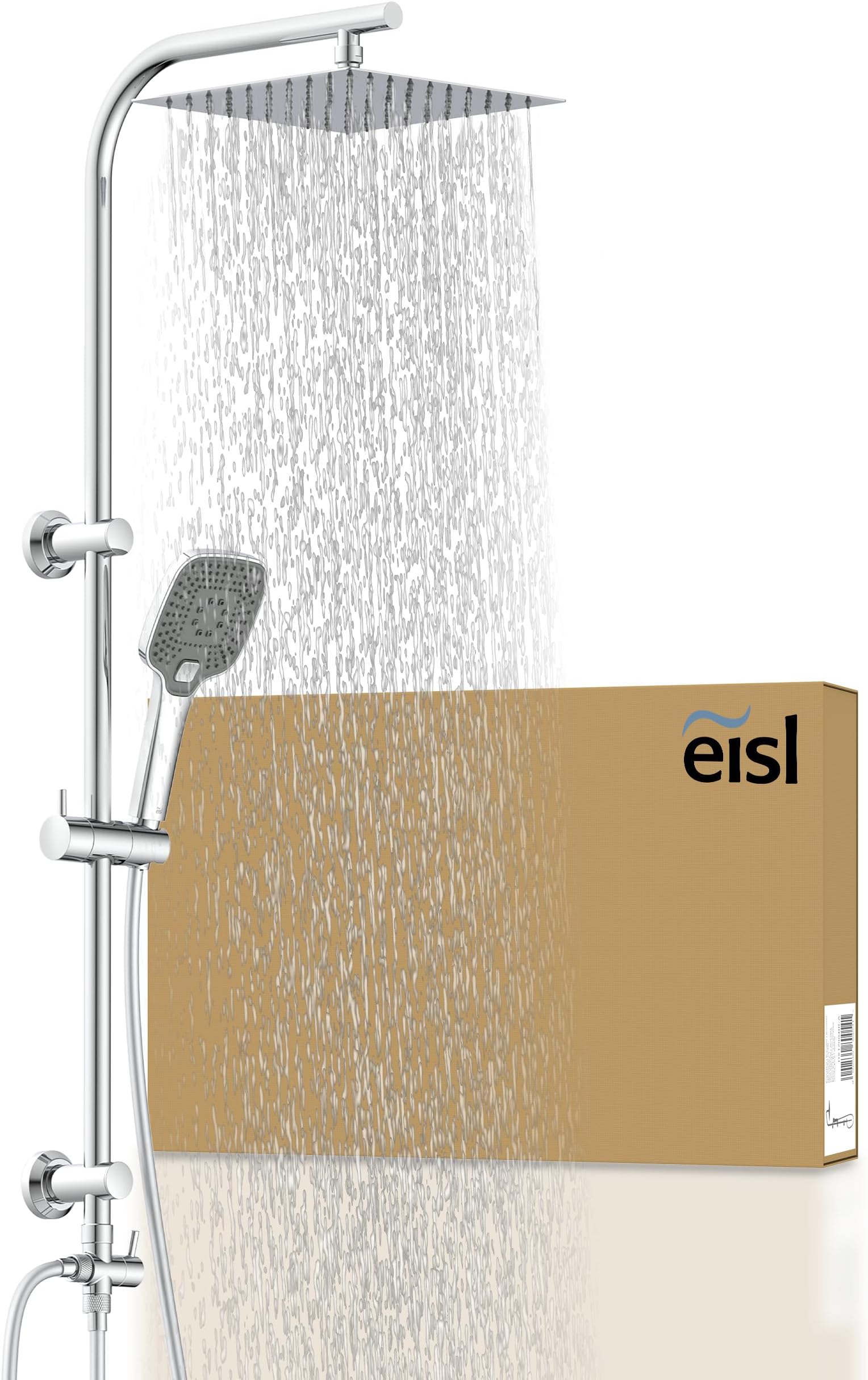 EISL EASY ENERGY Duschset schwarz, Duschsystem ohne Armatur 2 in 1 mit ...