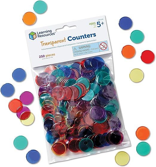 Learning Resources Transparent Color Counting Chips - 250 Pieces, Ages ...
