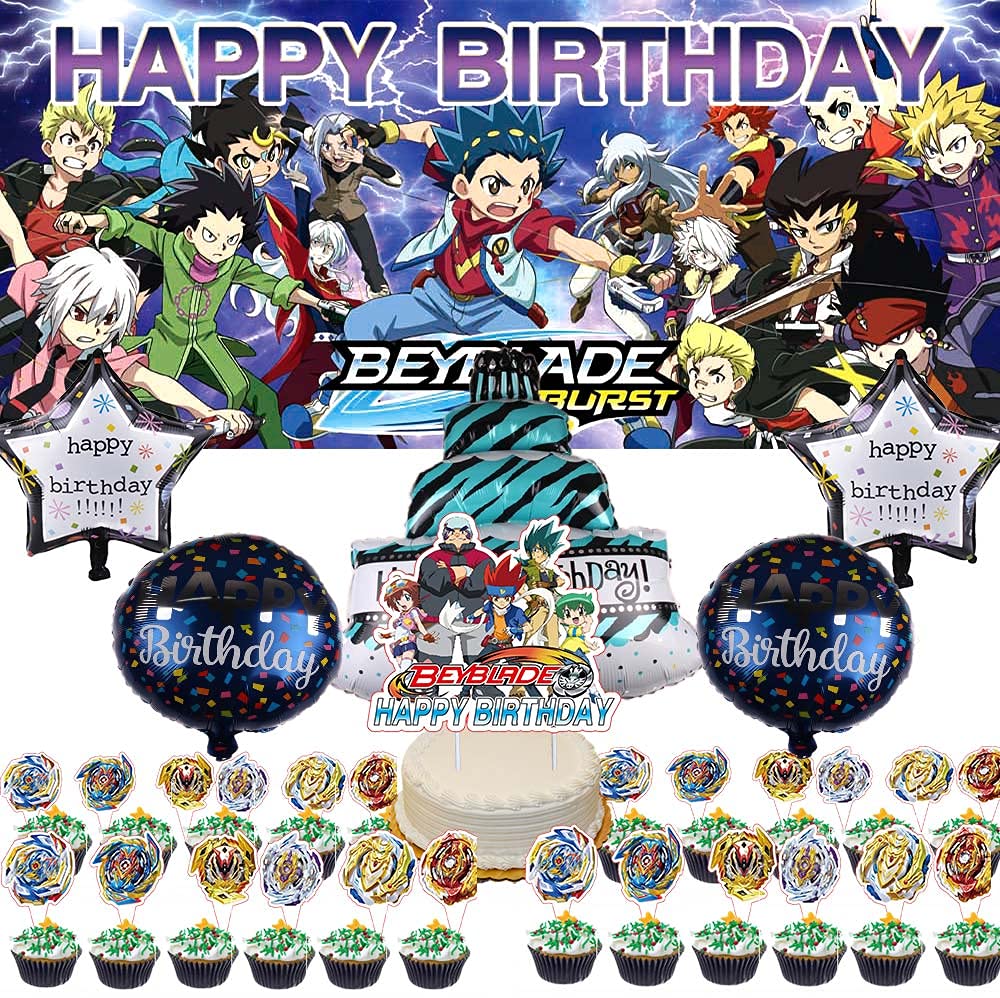 Beyblade Party Supplies Decorations Balloons Cake Topper Boys Banner ...