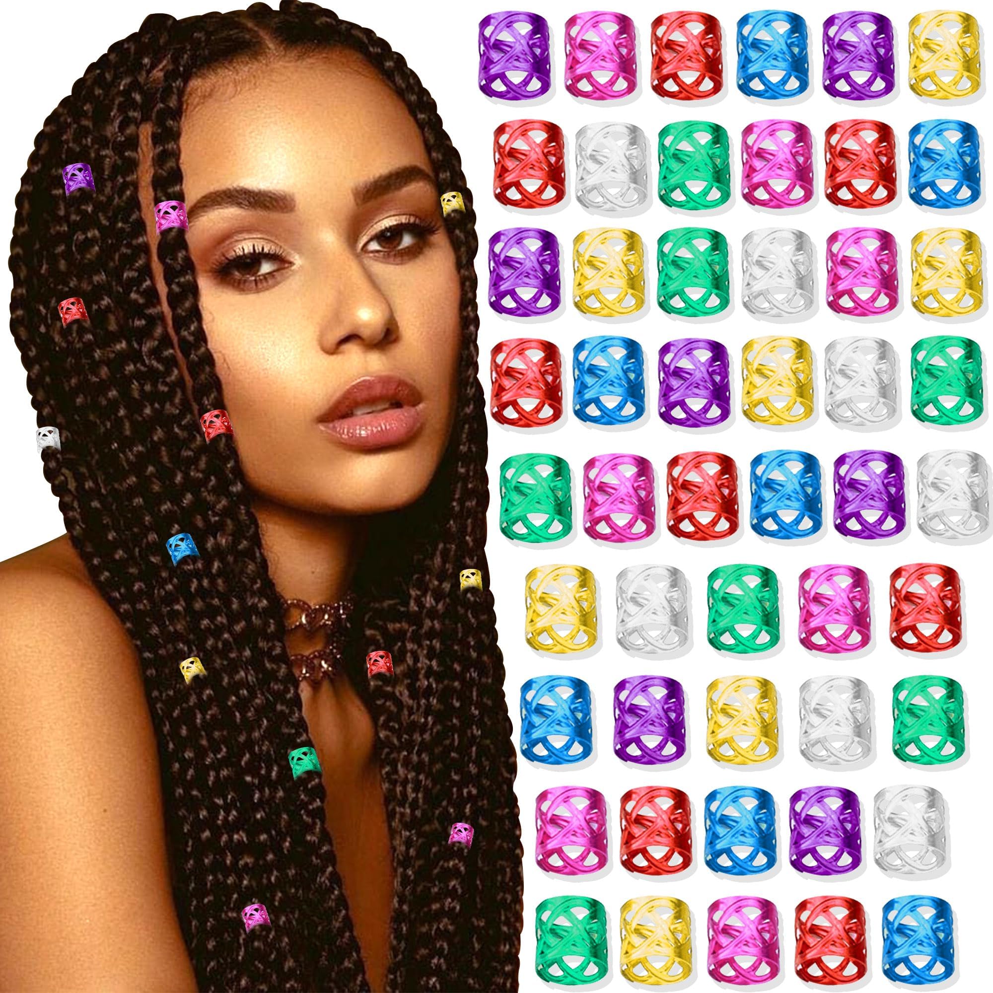 Amazon.com : NAISKA 50PCS Dreadlocks Jewelry Beads, Hair Braid Clips ...