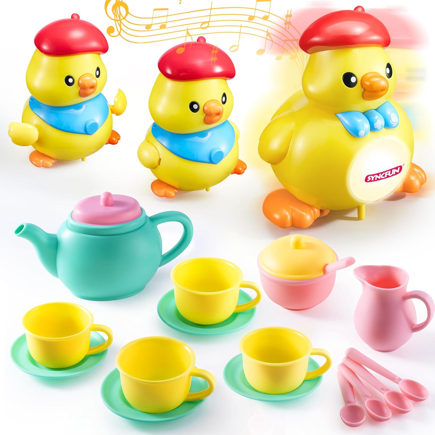 Amazon.com: JOYIN 18PCS Pretend Play Tea Party Set and SYNCFUN Musical ...