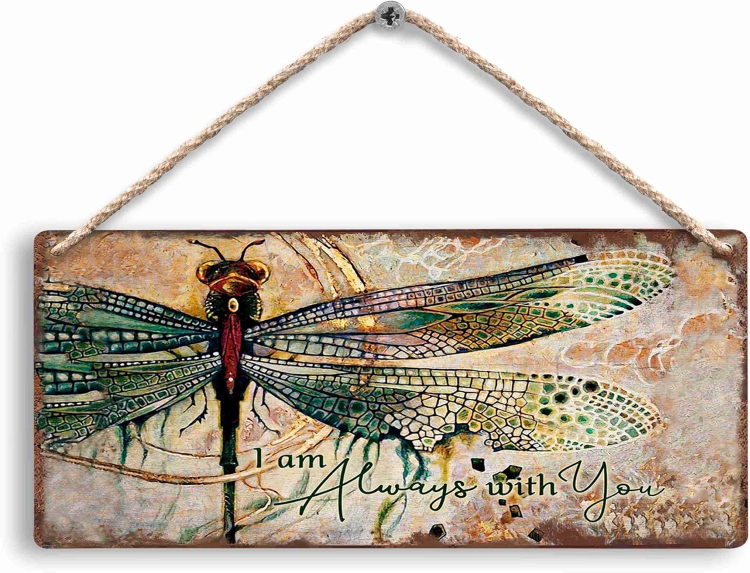 Amazon.com: FUGWN Dragonfly I Am Always With You Hanging Wooden Signs ...