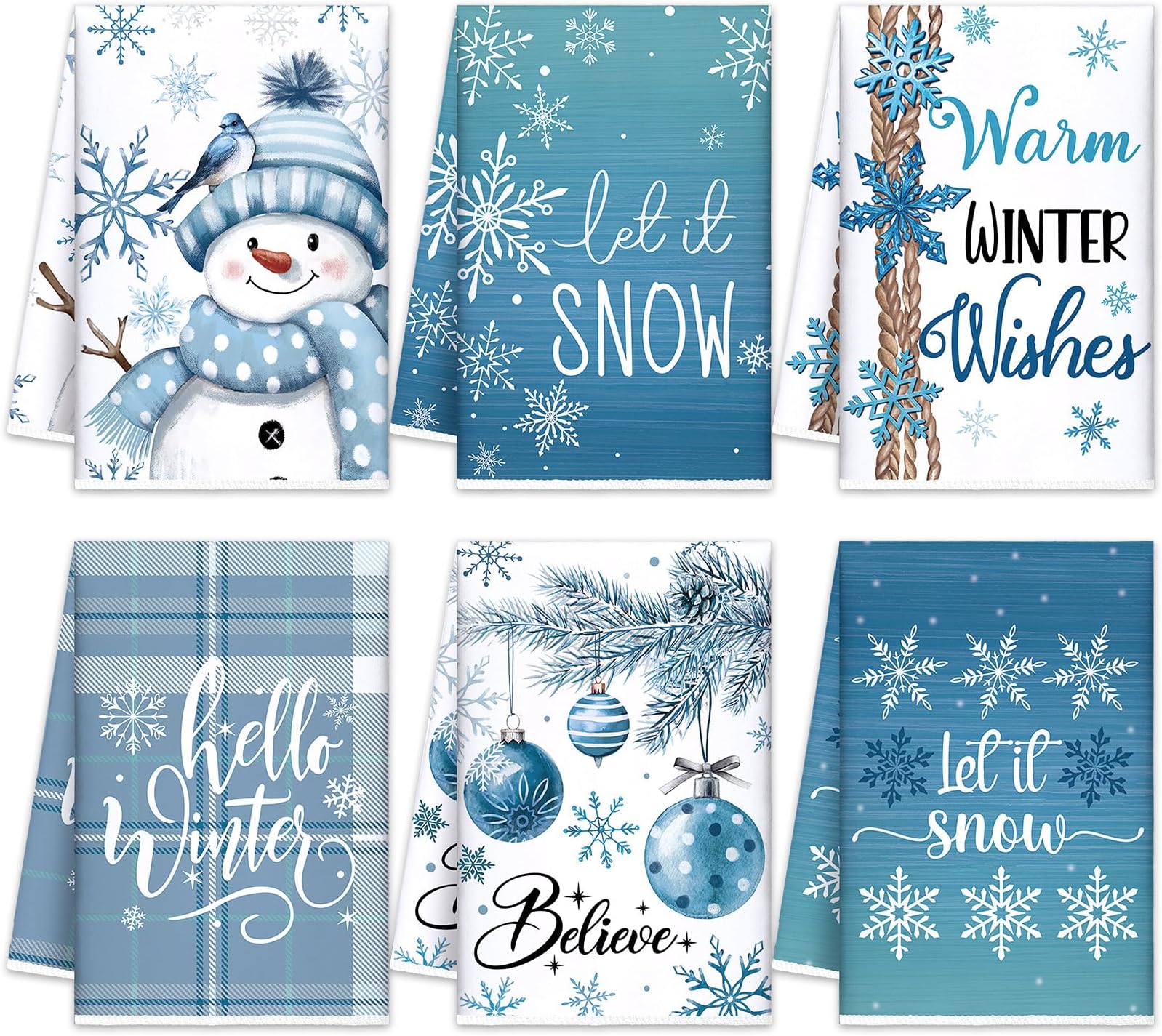Amazon.com: AnyDesign Winter Kitchen Towel 18 x 28 Inch Blue Christmas ...