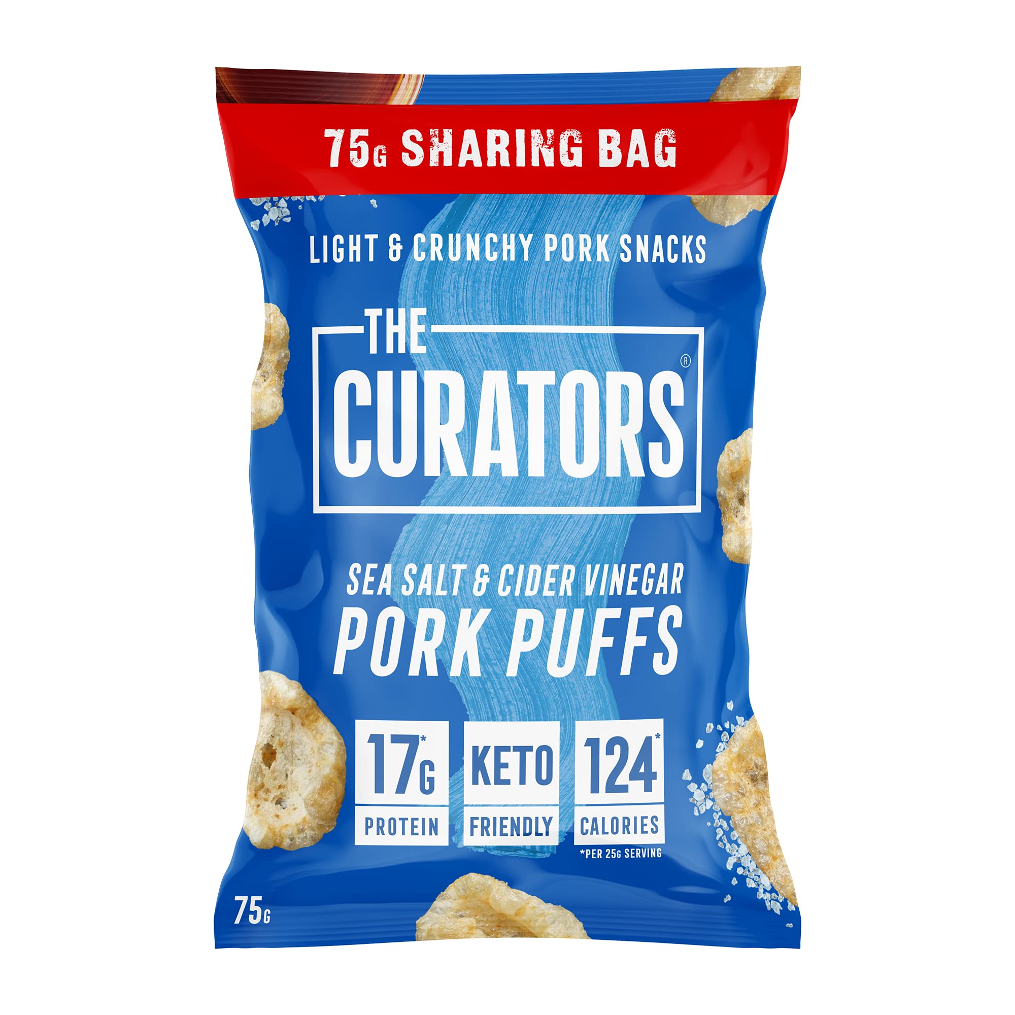 Buy THE CURATORS High Protein Pork Puffs, Salt & Vinegar, 75g Sharing ...