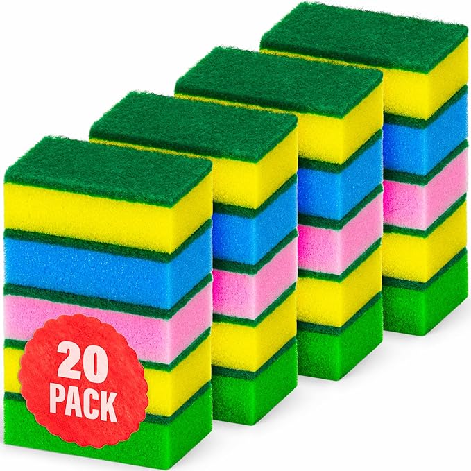 Amazon.com: DecorRack 20 Count Kitchen Sponges, Dual-Sided Heavy Duty ...