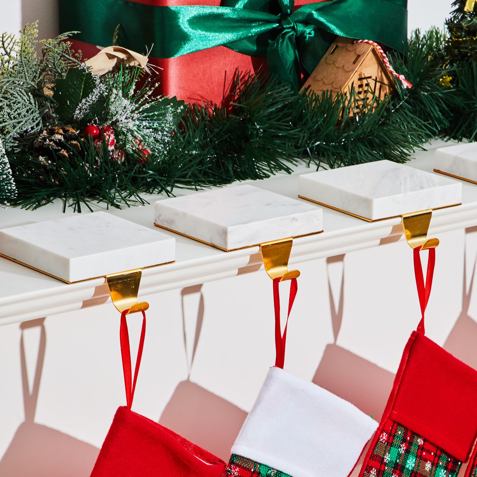 Amazon.com: Vercraft 4 Pcs Christmas Stocking Holders for Mantle Marble ...
