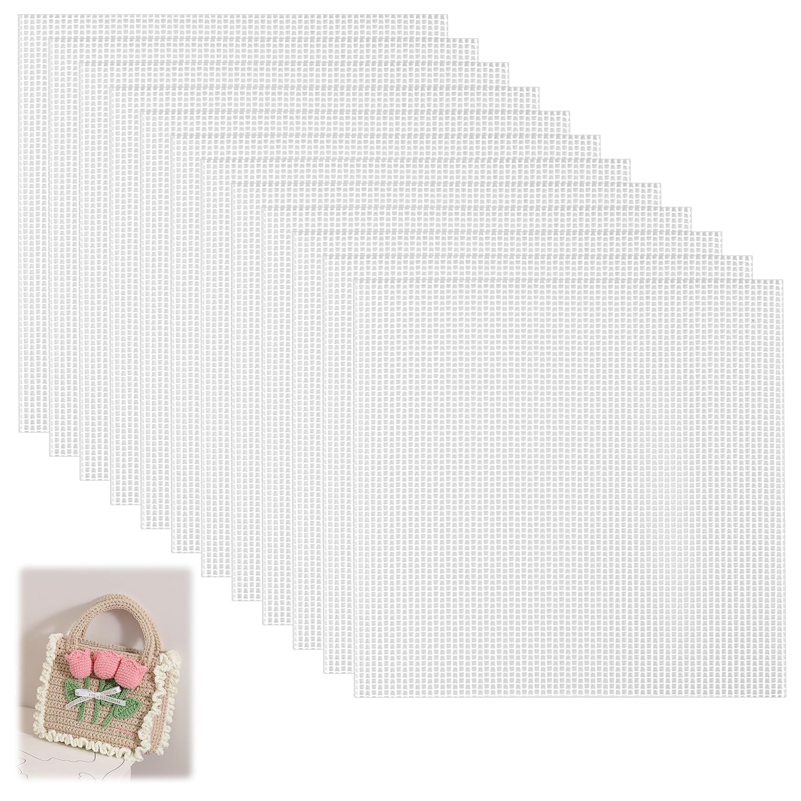 12 Pcs Plastic Mesh Canvas Sheet 15 x 15 cm Square Cross Stitch Mesh ...