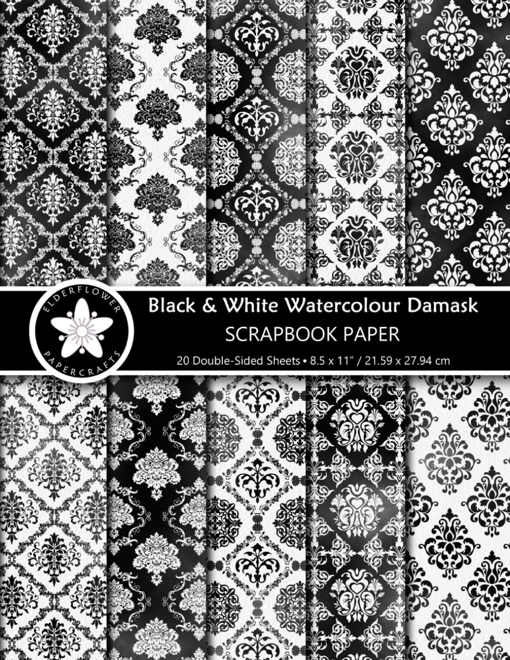 Black And White Damask Scrapbook Paper: 20 Double-Sided Decorative ...