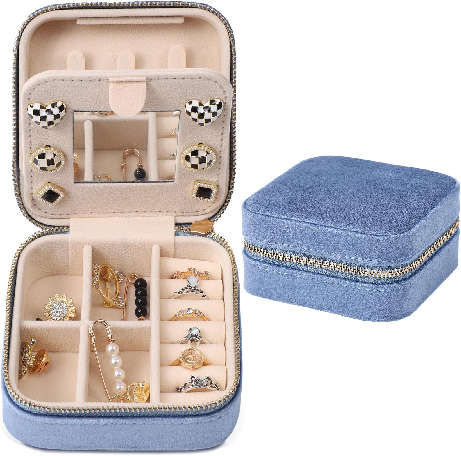 Amazon.com: Vlando Small Travel Jewelry Box Organizer - Display Case ...
