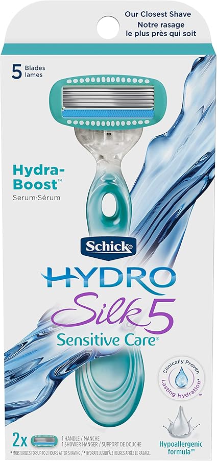 Schick Hydro Silk Sensitive Skin Razor for Women, Includes 2 ...