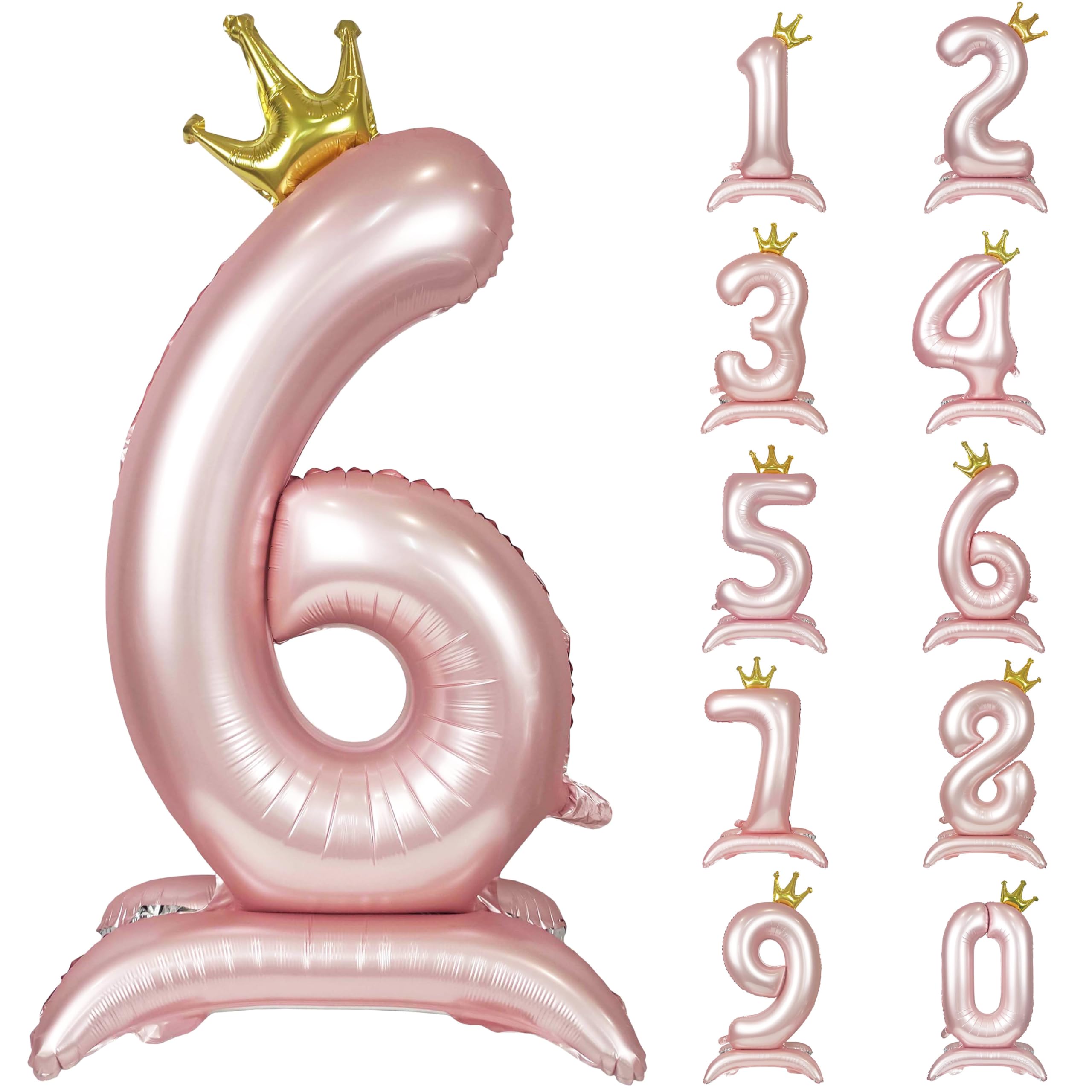 Amazon.com: 40 Inch Pink Crown Number Balloon Pink Foil Large Number 6 ...