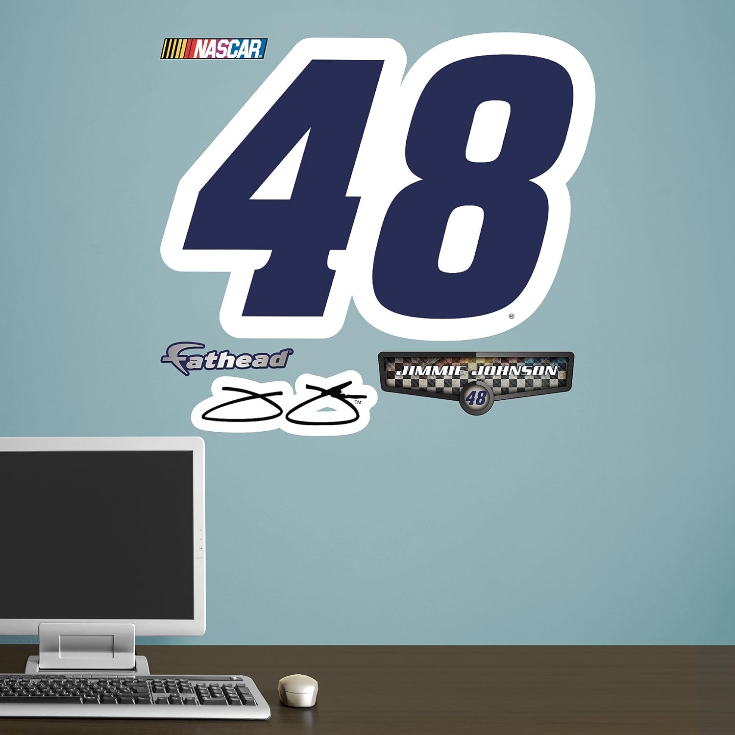 Amazon.com : Fathead NASCAR Jimmie Johnson Blue #48 Logo - Fathead Jr ...