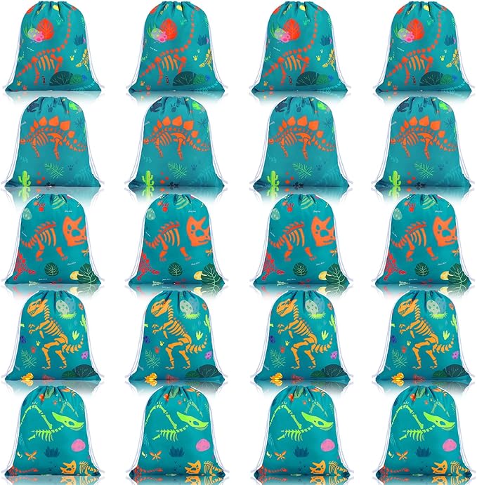 Amazon.com: Shappy 20 Pieces Drawstring Dinosaur Party Favor Bags Dino ...
