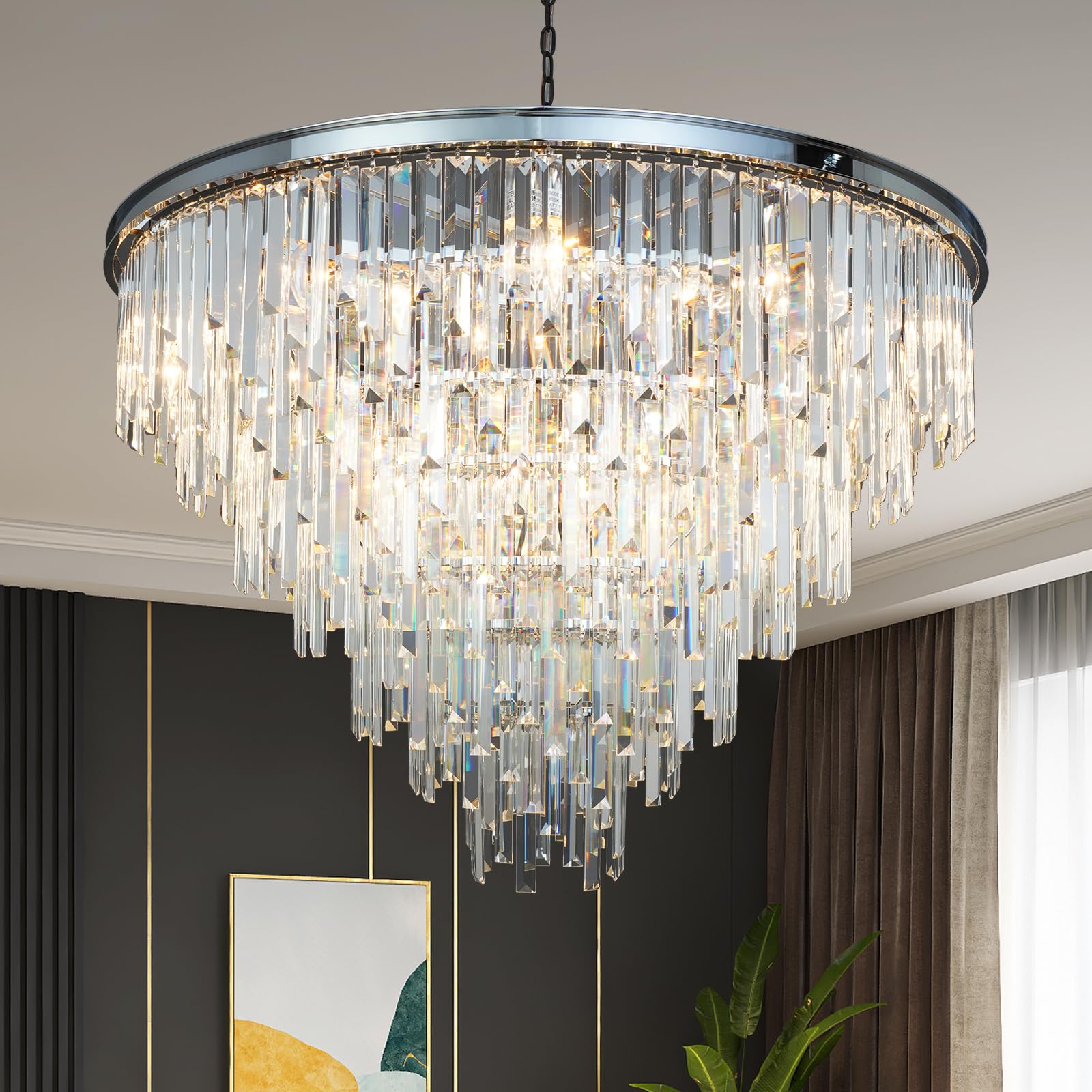 Chrome Top K9 Crystal Chandelier Modern Lighting Fixture, 24 Lights ...