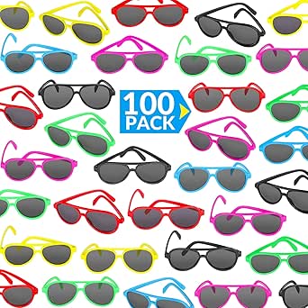 Amazon.com: Macarrie Kids Neon Sunglasses Bulk, 80's Style Neon Party ...