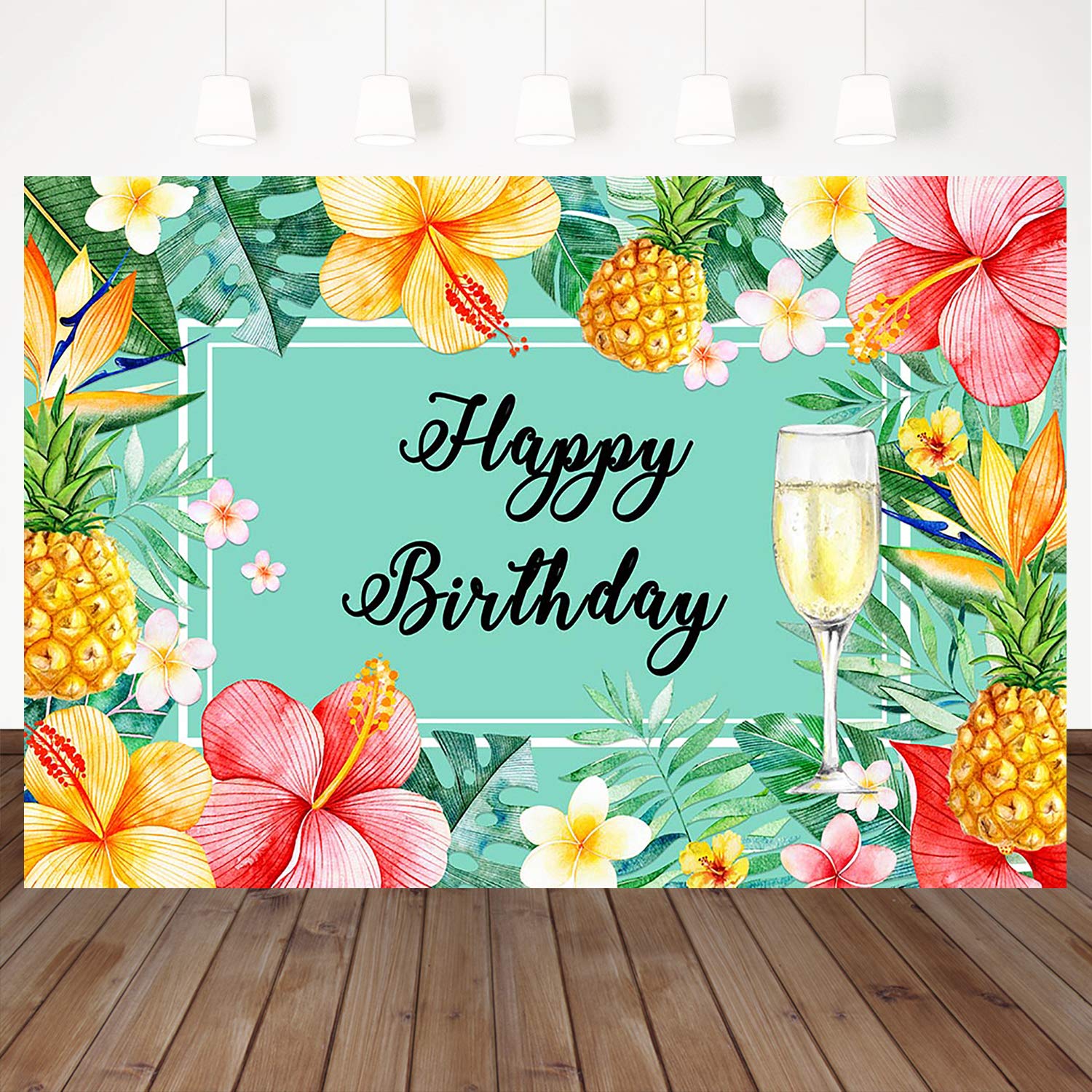 Buy Moca Summer Happy Birthday Backdrop Pineapple Champagne Photography ...