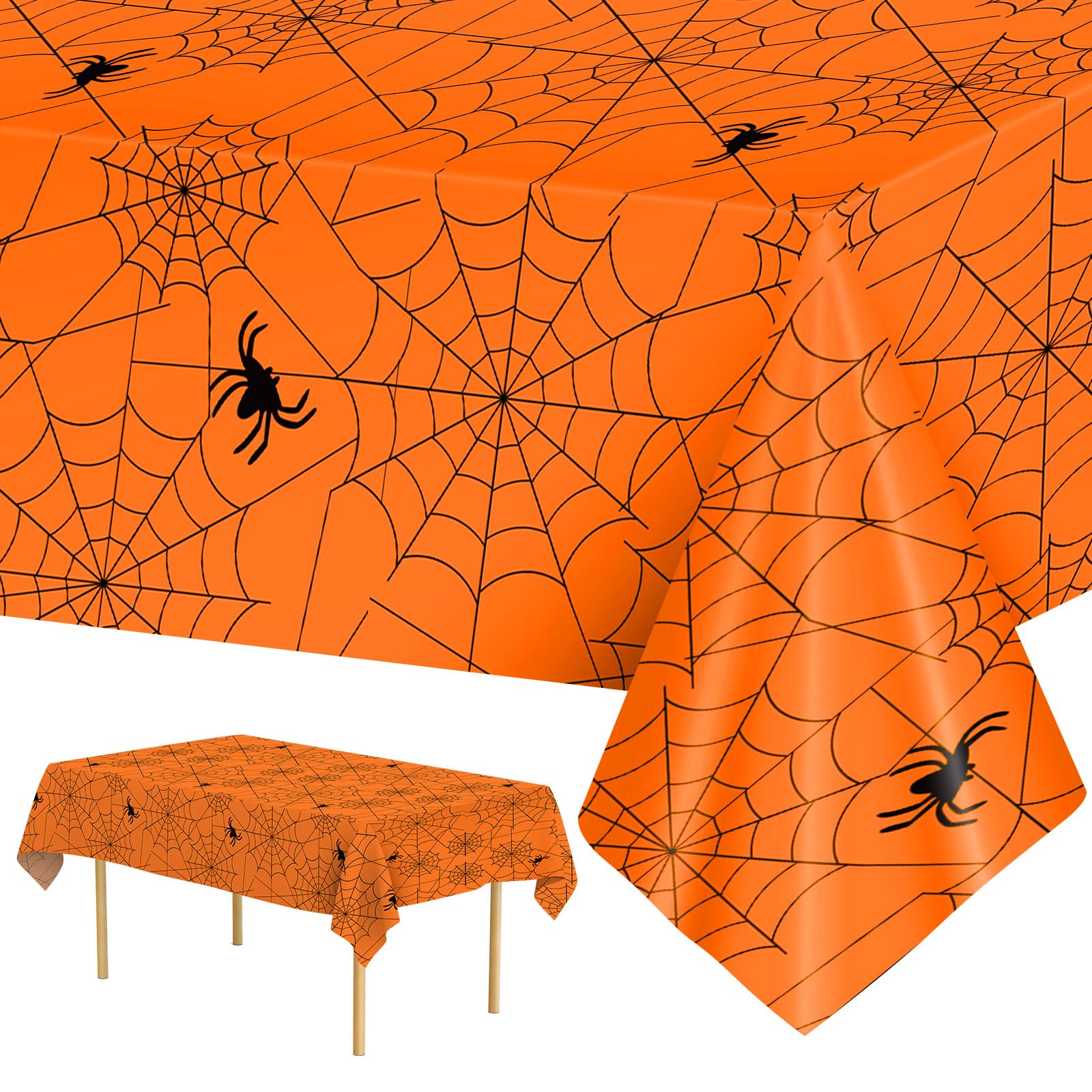 Amazon.com: 2 Pcs Halloween Tablecloth - Plastic Halloween Spider Webs ...