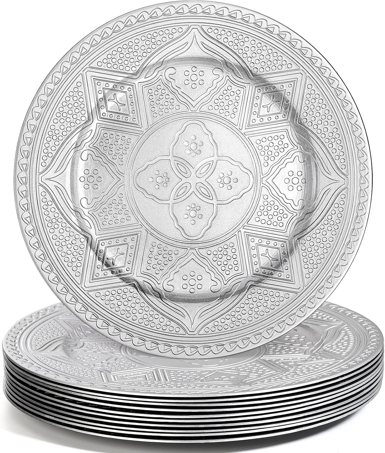 Amazon.com | Coloch 12 Pack Silver Charger Plate, 13 Inch Round Plastic ...