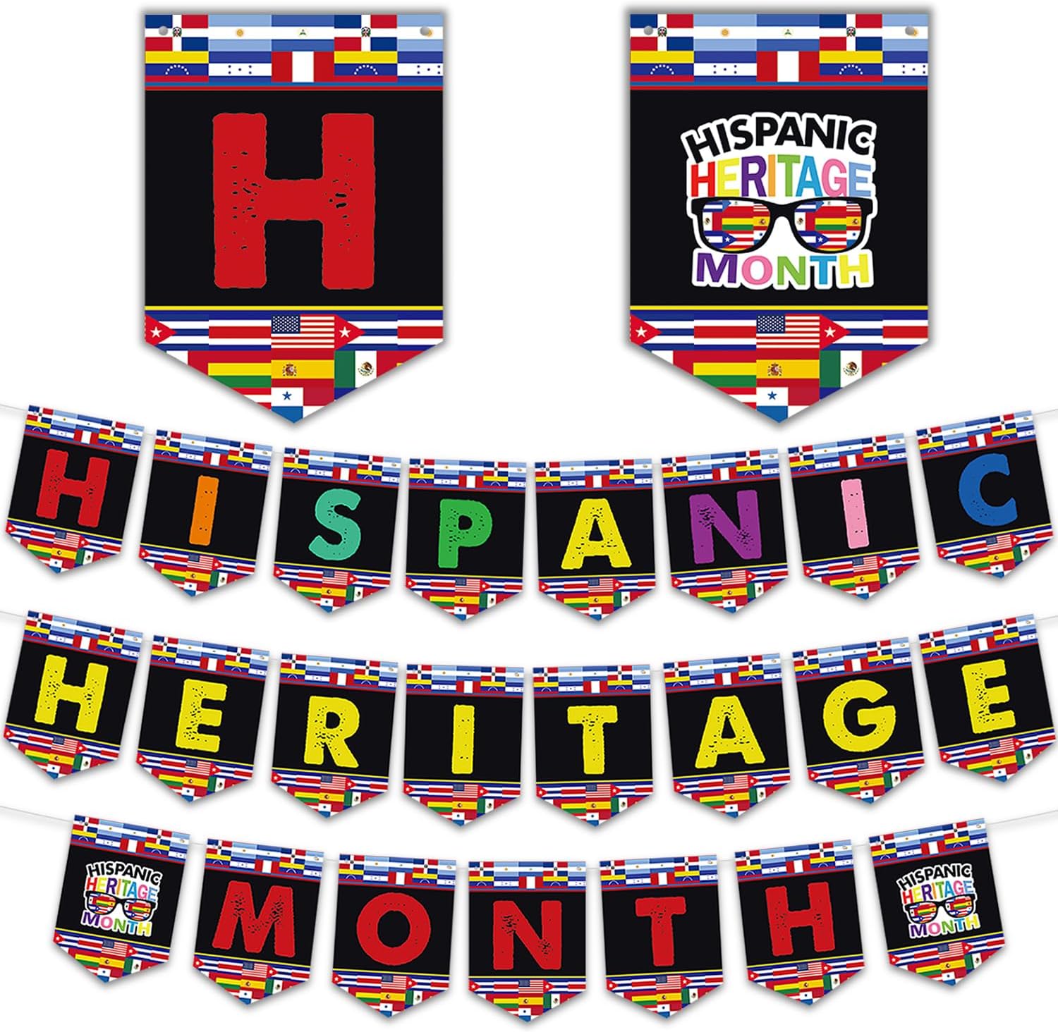 Amazon.com: AuTop 2 Set 21 Countries Spanish Speaking Flags Banner ...