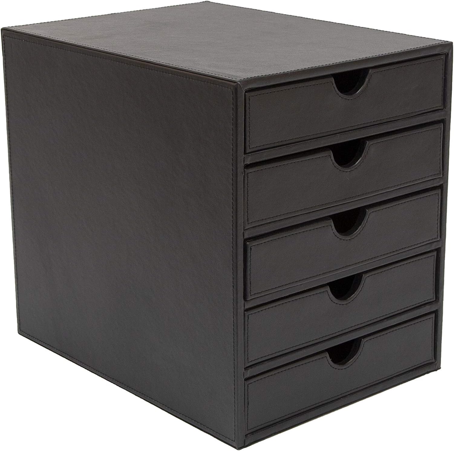 OSCO Black Faux Leather 5 Tier Papersorter | A4 Drawers | Document ...
