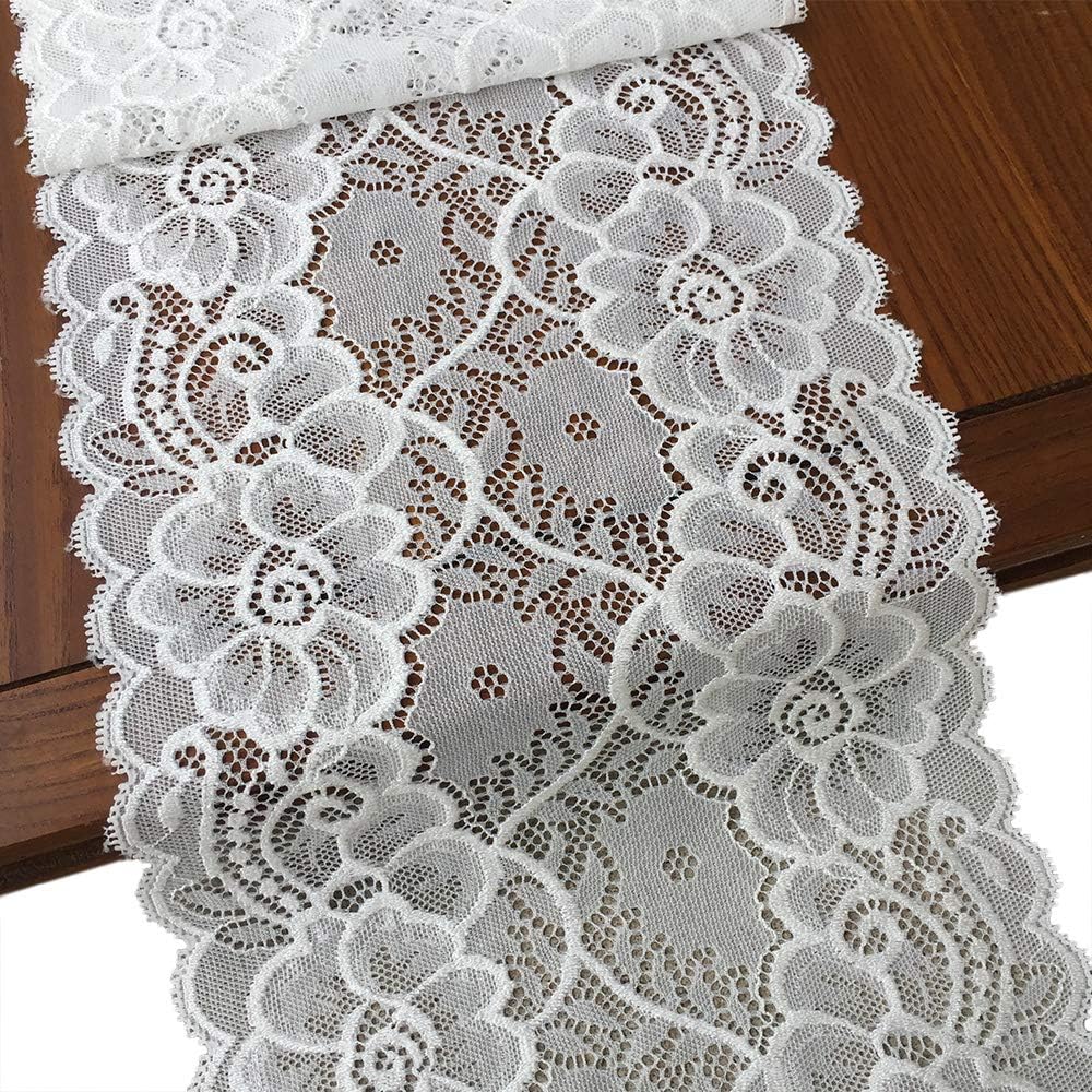 Amazon.com: LaceRealm 7 Inch Wide Floral Stretchy Lace Elastic Trim ...