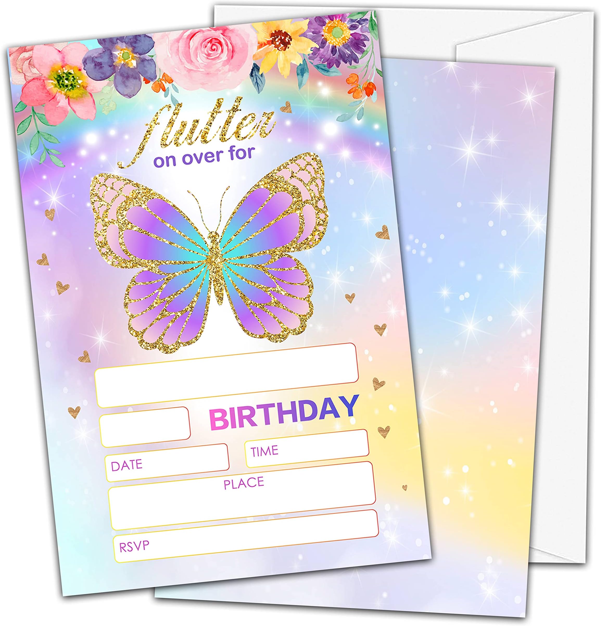 Amazon.com : Butterfly Birthday Invitations, Magical Butterfly Birthday ...