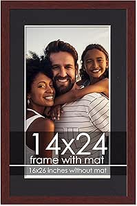 Amazon.com - 14x24 Frame with Mat - Brown 16x26 Frame Wood Made to ...